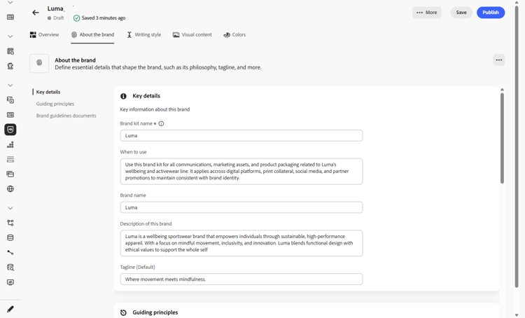 Gerenciar marca | Adobe Journey Optimizer