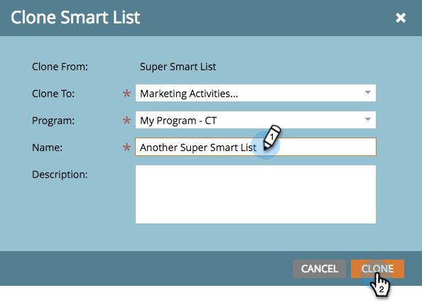 Clonar uma lista ou lista inteligente | Adobe Marketo Engage