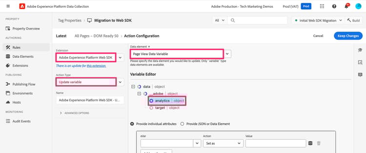 Migrar sua regra de carregamento de página padrão | Adobe Data Collection