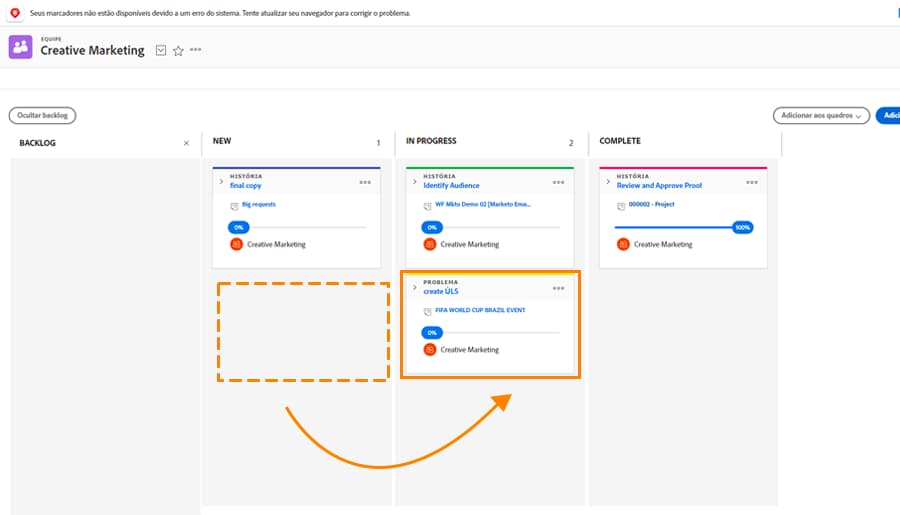 Gerencie o trabalho com uma equipe Kanban | Adobe Workfront