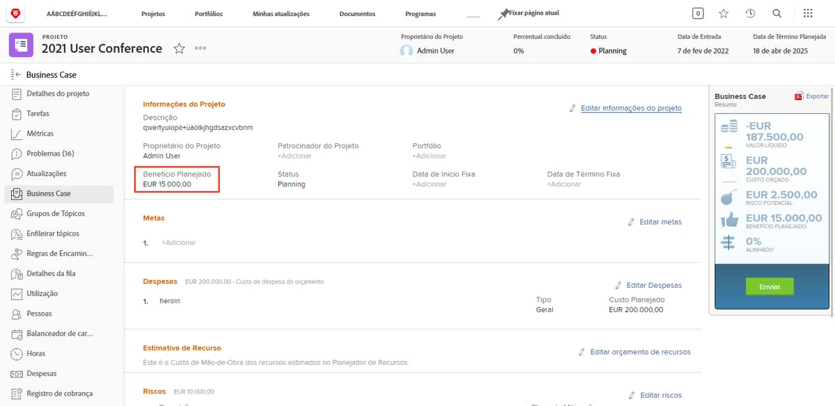 Entenda sobre o Business Case | Adobe Workfront