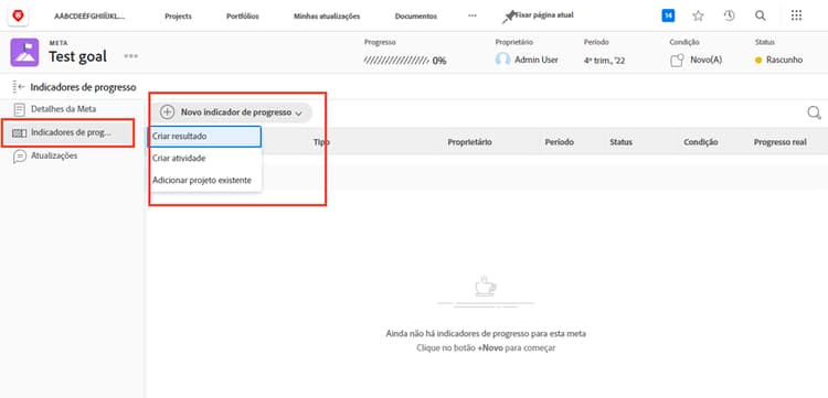 Ativar metas | Adobe Workfront