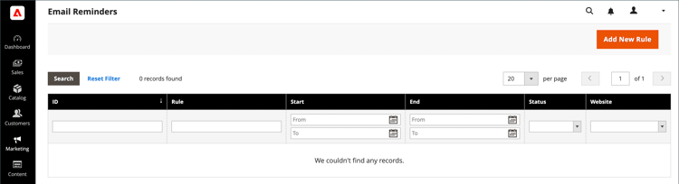 Påminnelser via e-post | Adobe Commerce