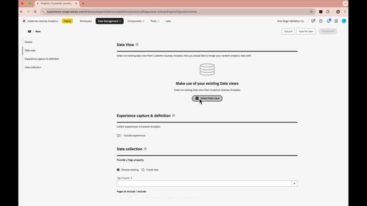 Content Analytics - Skapa konfiguration | Adobe Customer Journey Analytics