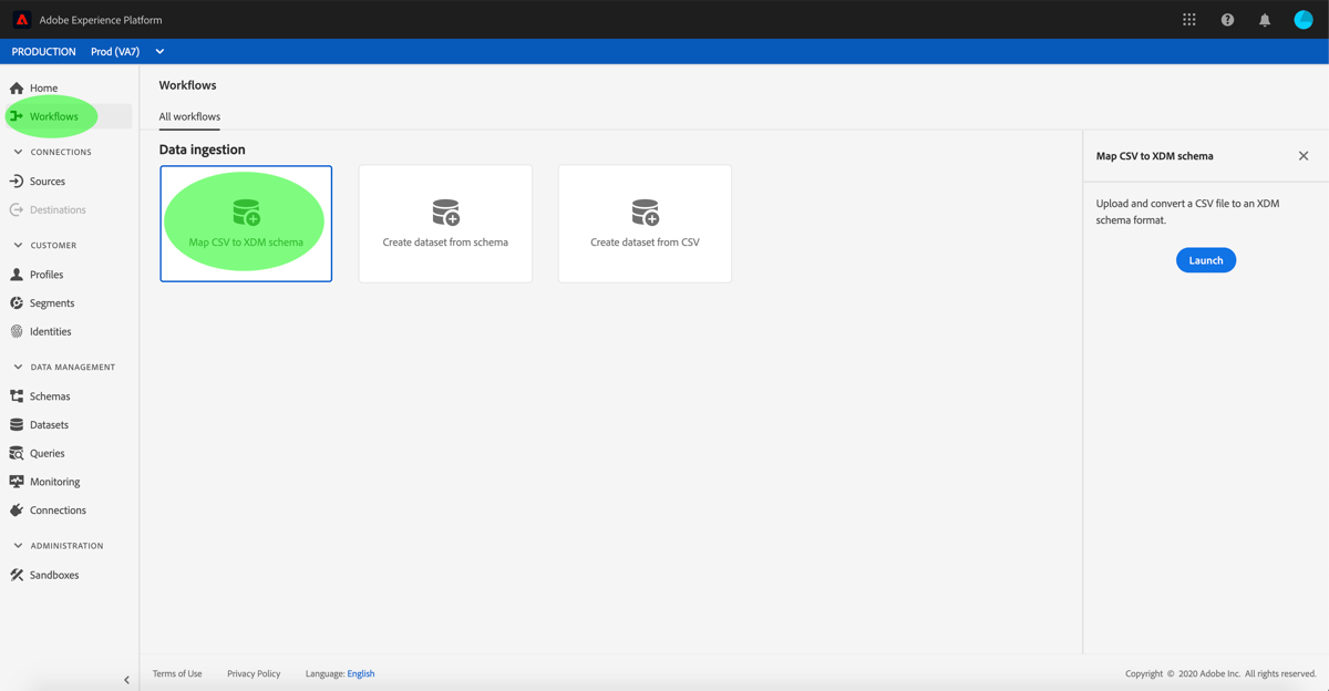 Mappa en CSV-fil till ett befintligt XDM-schema | Adobe Experience Platform
