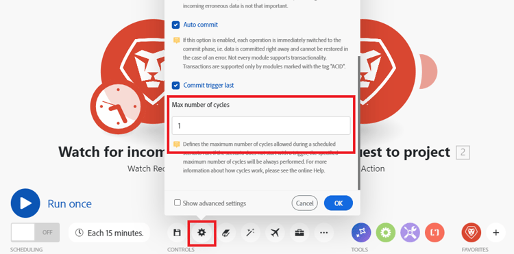 Konfigurera scenarioinställningar | Adobe Workfront