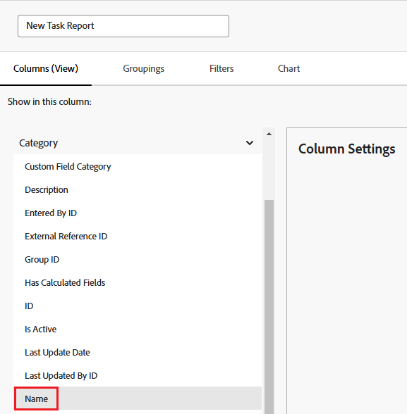 Referera till ett anpassat formulär i en rapport | Adobe Workfront