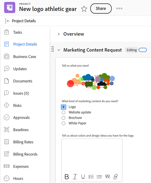 Översikt över anpassade formulär | Adobe Workfront