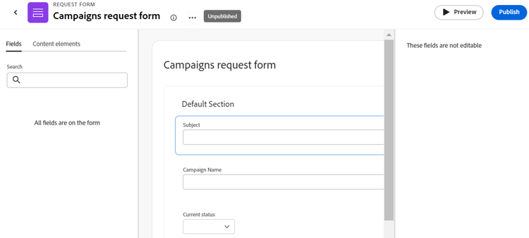 Create and Manage a Request Form in Adobe Workfront Planning | Adobe ...