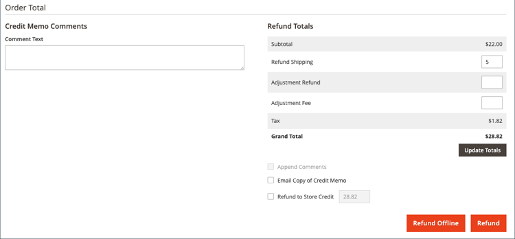 发出贷项通知单 | Adobe Commerce