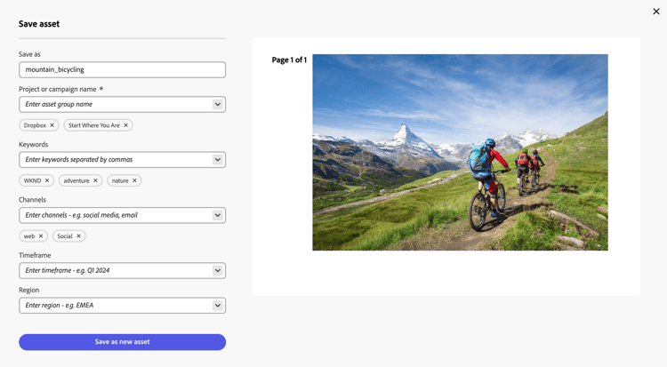 使用adobe Express在content Hub中编辑图像 Adobe Experience Manager
