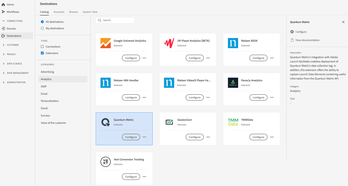Quantum Metric擴充功能 | Adobe Experience Platform